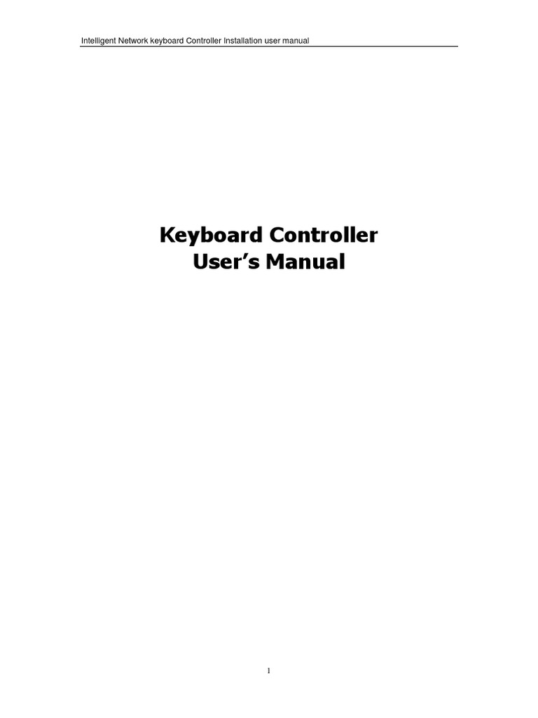 Intelligent Network Keyboard Controller Installation User Manual | PDF ...