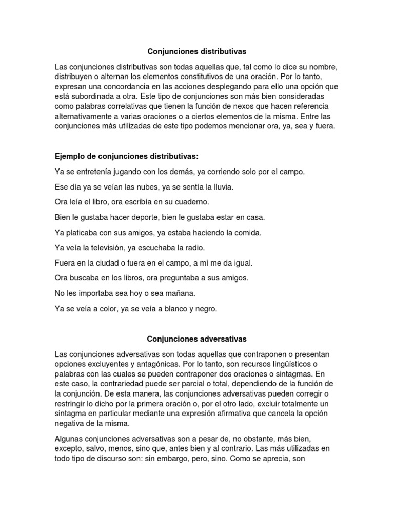 Conjunciones Distributivas | PDF | Lingüística | Idiomas