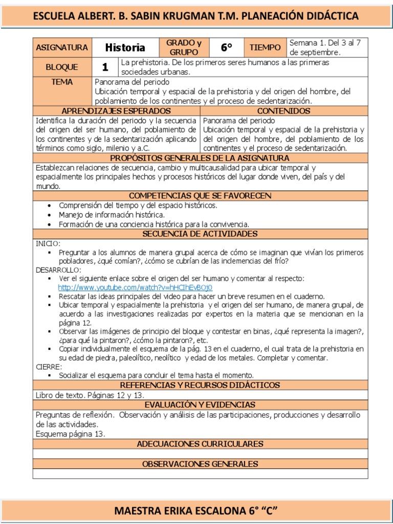 Plan Historia Septiembre | PDF | Homo Sapiens