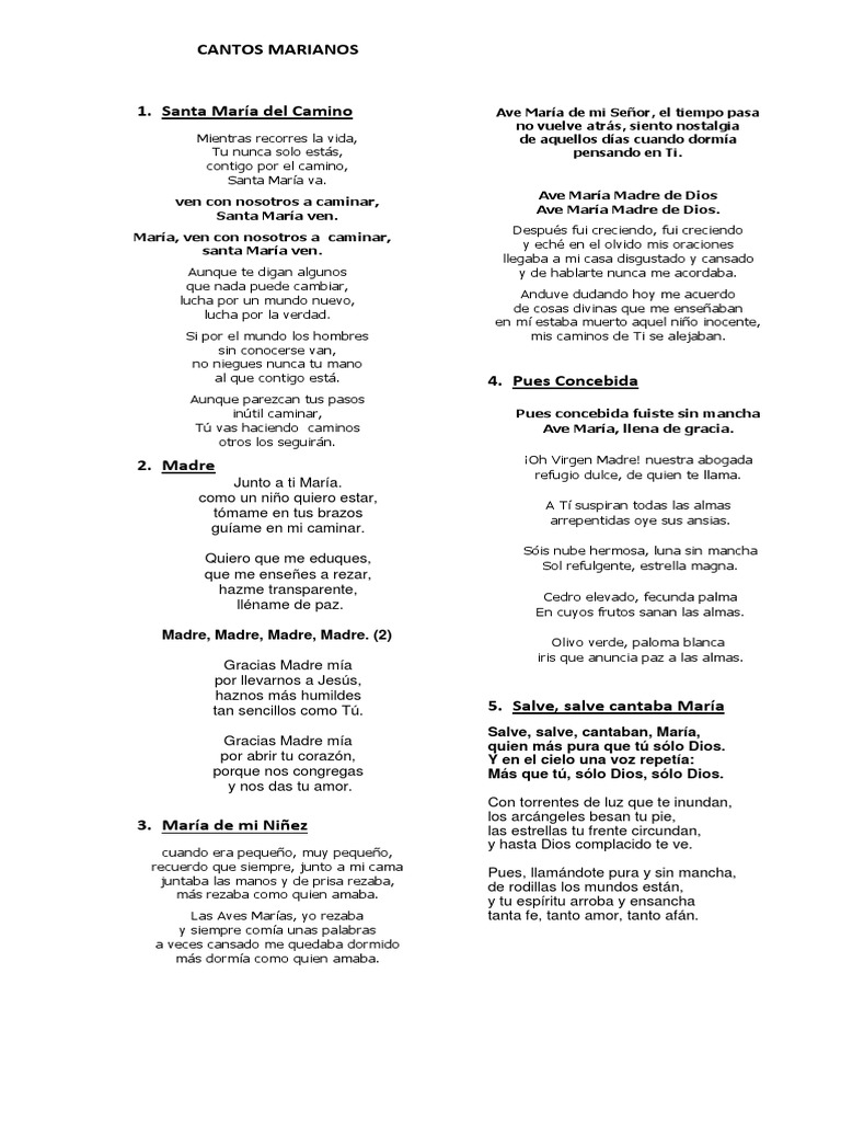 Cantos Marianos | PDF | María, madre de Jesús | Oración