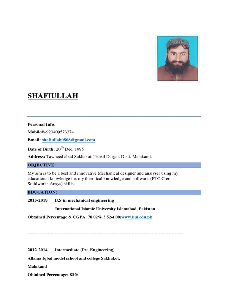 Shafiullah CV | PDF | Islamabad | World Politics