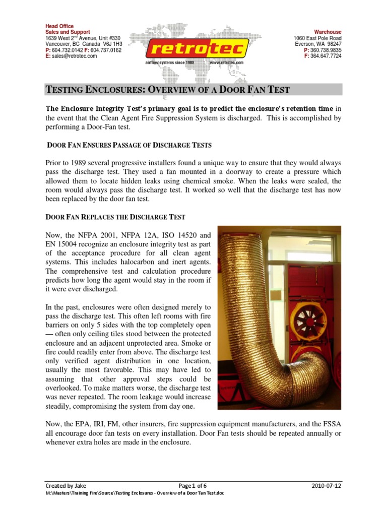 Door Fan Test | Download Free PDF | Door | Pressure