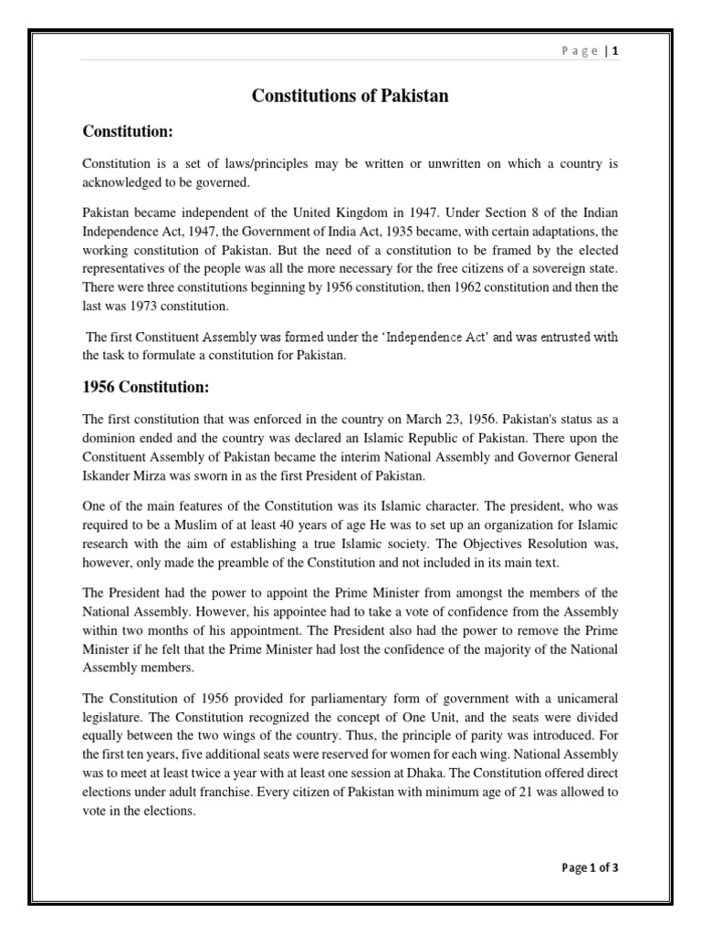 Constitutions of Pakistan: Constitution | PDF | Sources Of Law ...