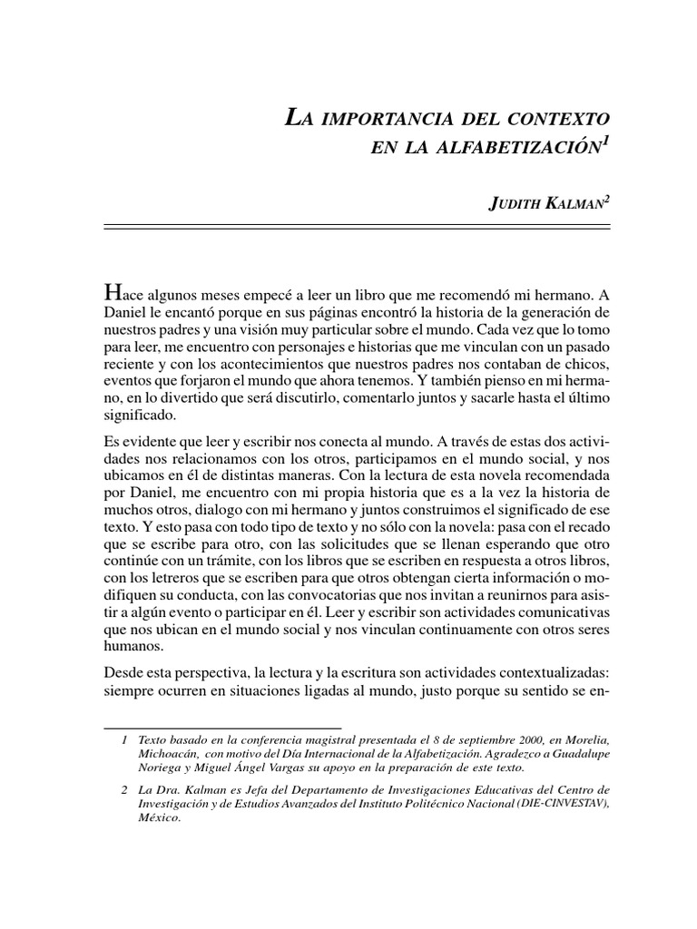 Judith Kalman PDF | PDF | Escritura | Aprendizaje