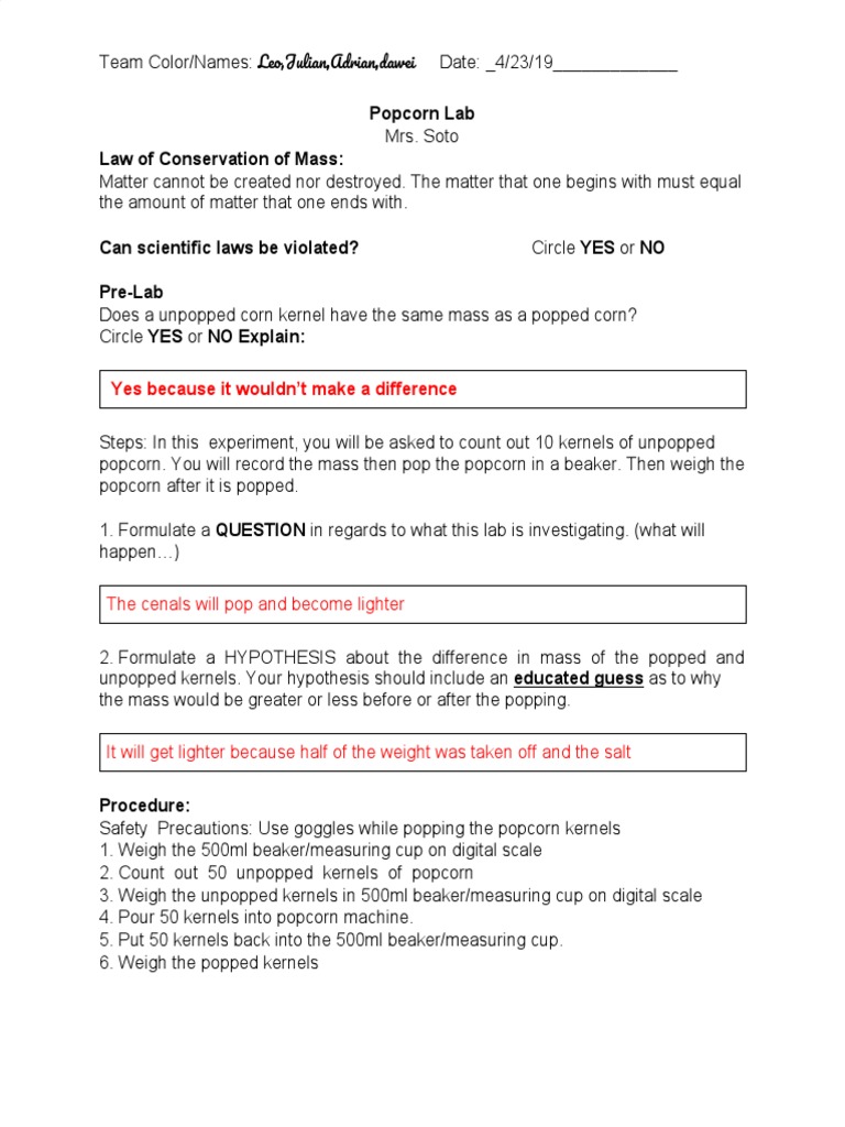 Copy of Popcorn Lab 1 | PDF