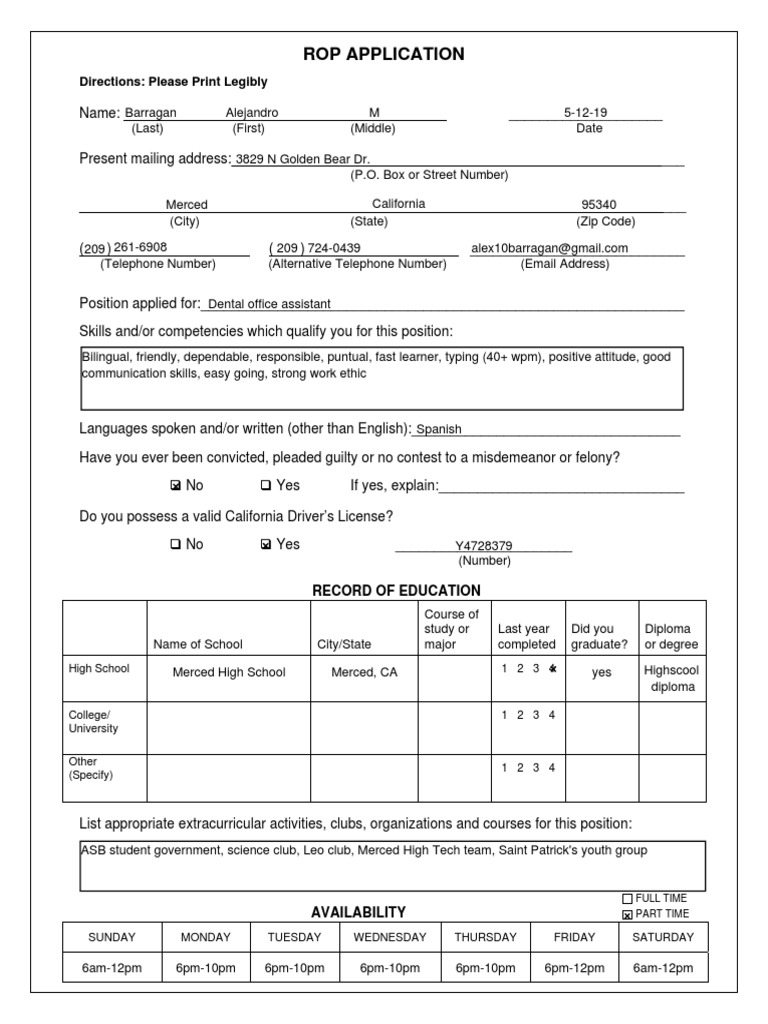 Job Application | PDF