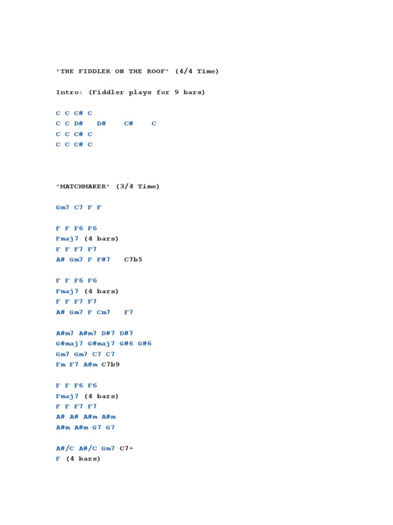 The Fiddler On The Roof Chords | PDF | Elements Of Music | Music Theory