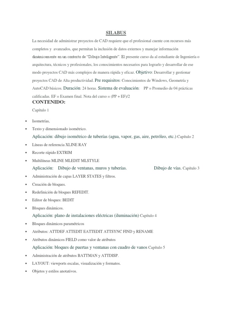 Silabus Autocad II Intermedio | PDF | Dibujo | Software