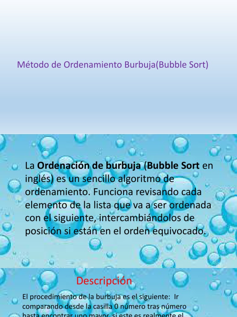 Metodo Burbuja | PDF | Algoritmos y Estructuras de Datos | Conceptos ...