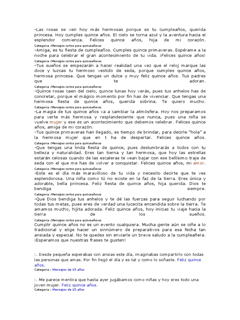 frases de 15 años.docx | PDF | Amor | Ocio