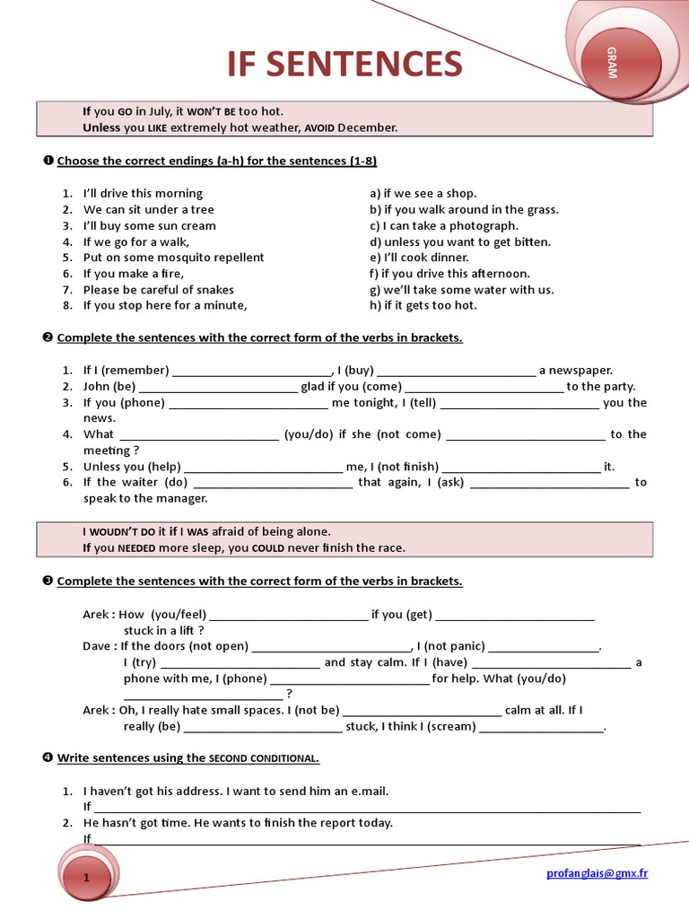 If Sentences Exercises | PDF