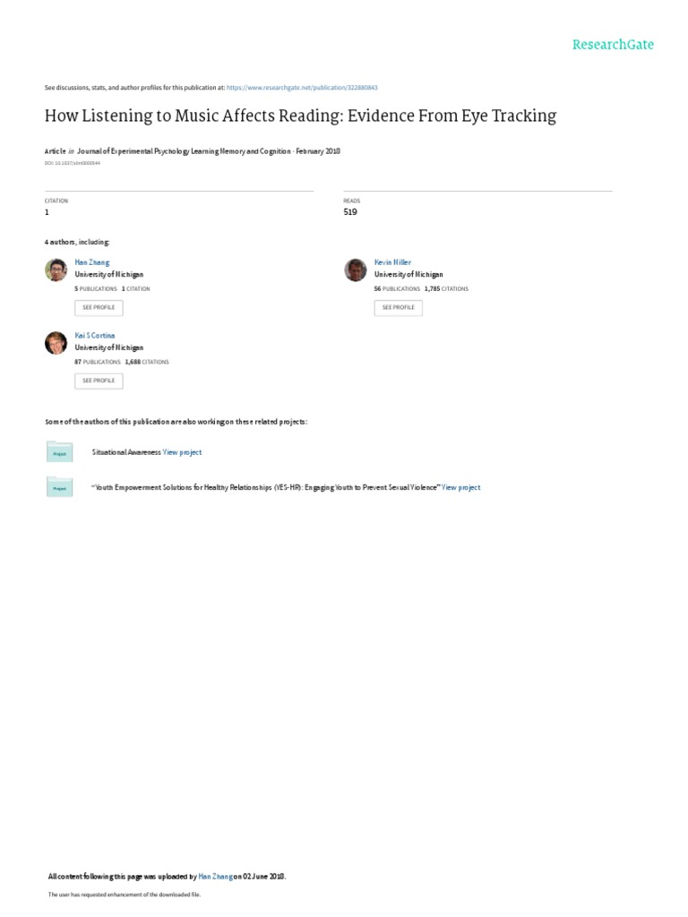 How Listening To Music Affects Reading Evidence From Eye Tracking | PDF ...