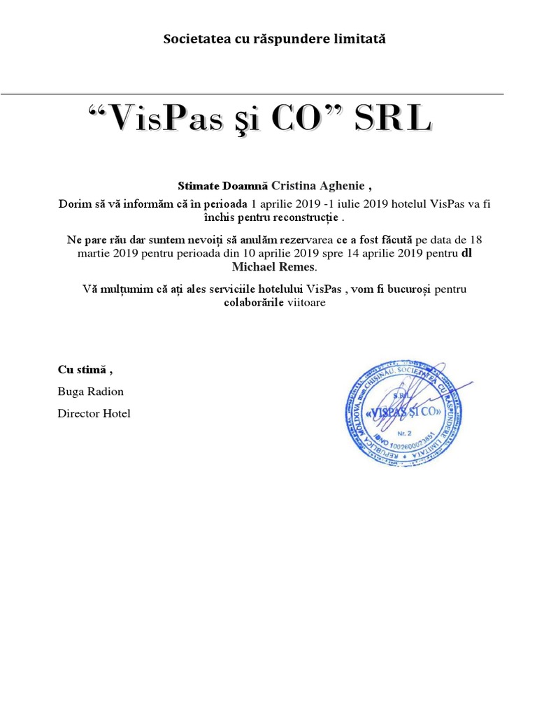 Scrisoare de Refuz | PDF