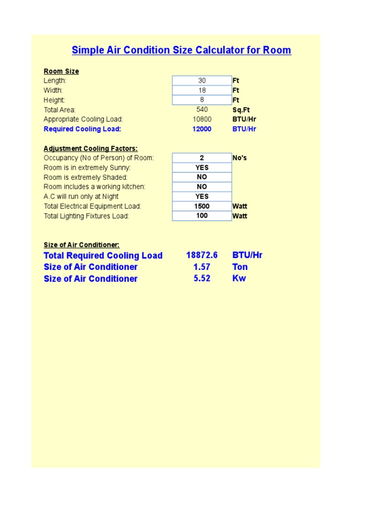 Air Conditioner Size Calculation Guide | PDF | Air Conditioning | Equipment