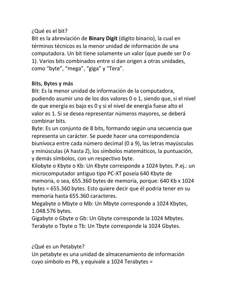 Qué es el bit | PDF | Byte | Poco