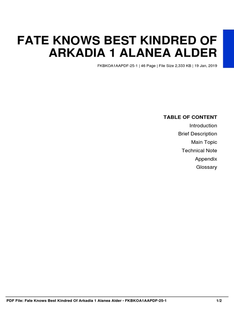 IDe1e598ea0-fate Knows Best Kindred of Arkadia 1 Alanea Alder | PDF | E ...
