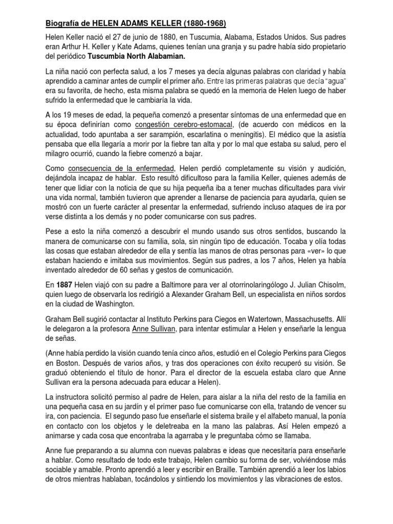 Biografia de Helen Keller-2 | PDF | Helen Keller | Bienestar