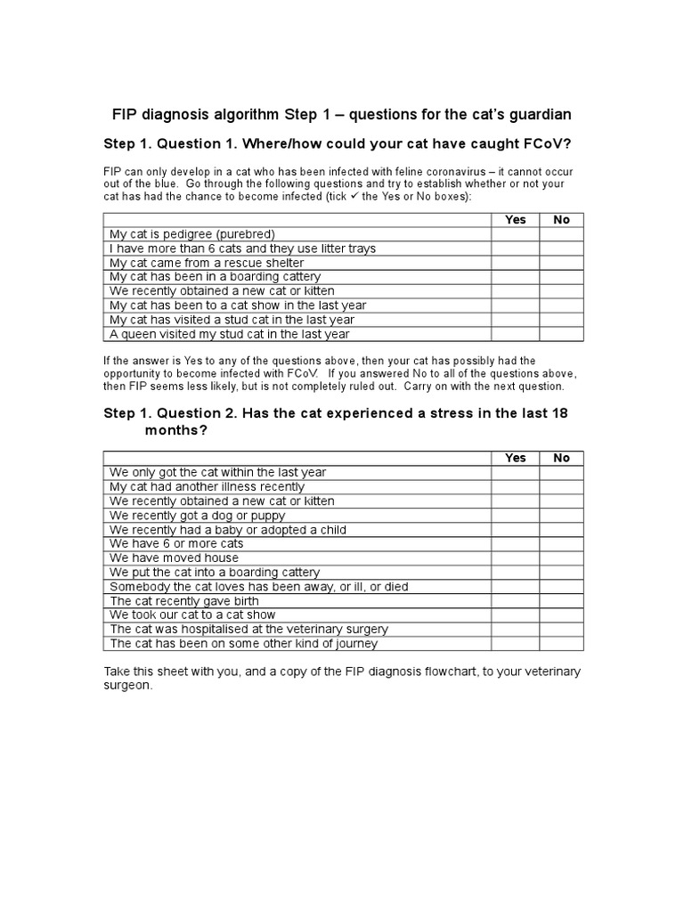 FIP Diagnosis Algorithm Step 1 | PDF