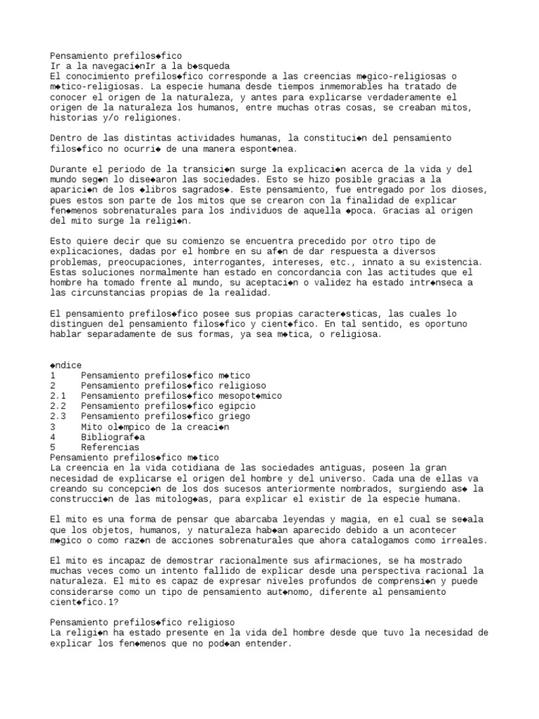 Pensamiento Prefilosófico | PDF | Mitología | Religión y creencia