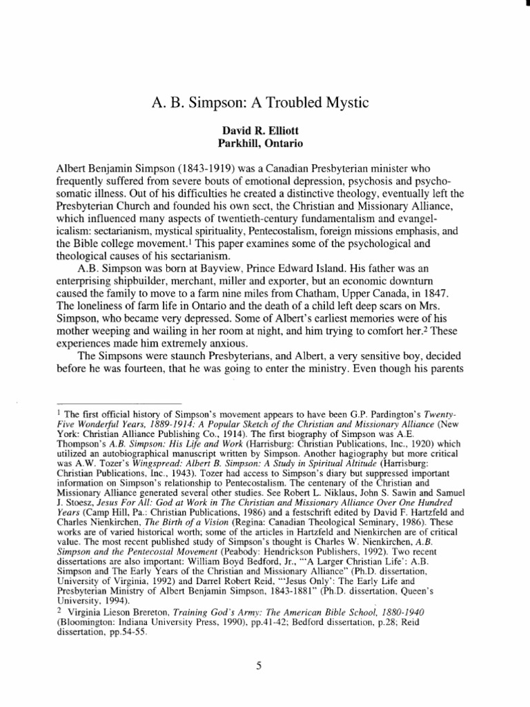 Simpson 1998-Elliot PDF | PDF | Pentecostalism | Faith Healing