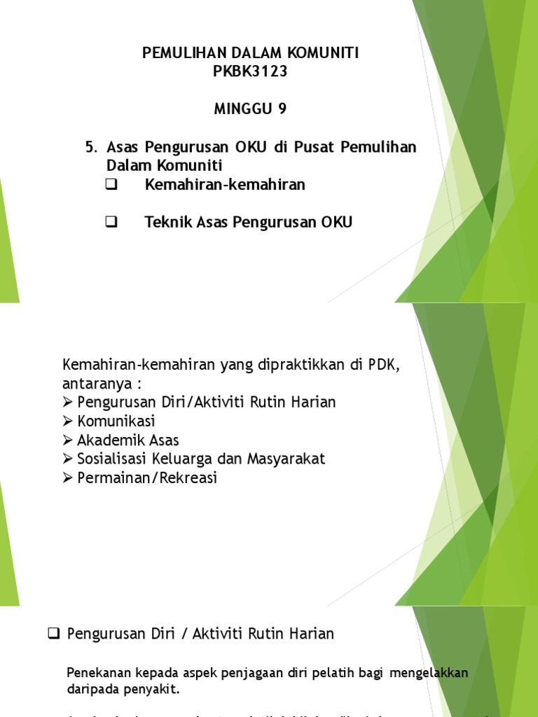 Minggu 9 Tajuk 5 Asas Pengurusan OKU Di PDK | PDF | Karier ...