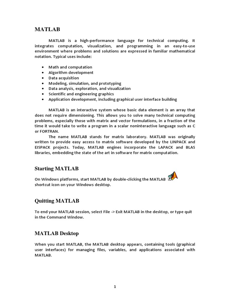 Starting MATLAB | PDF | Matlab | Control Flow