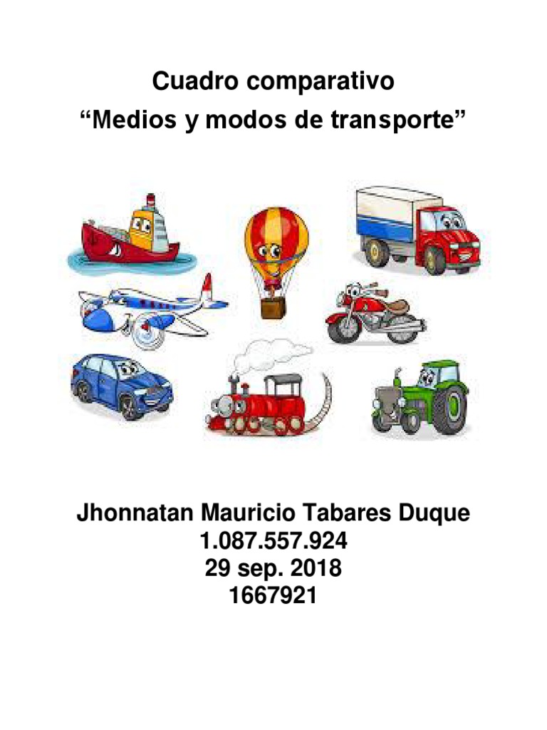 1 Cuadro Comparativo Modos y Medios de Transporte | Transporte | Naturaleza