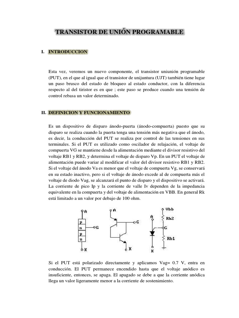 Transistor de Unión Programable | PDF | Electrónica | Ingeniería ...