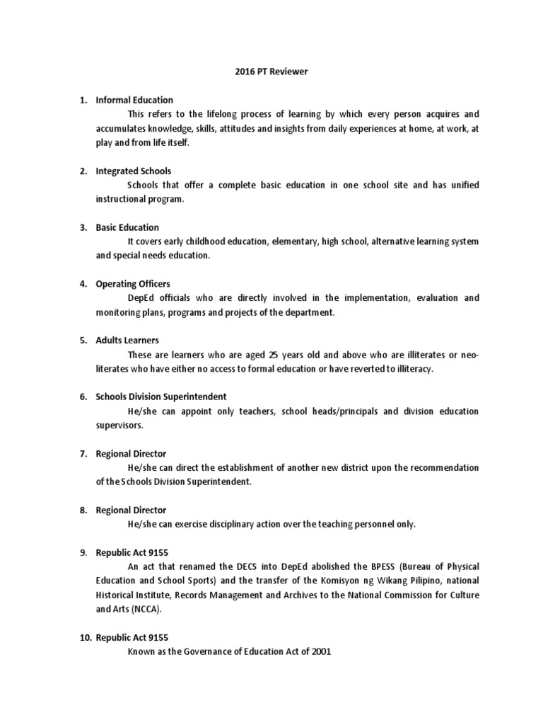 2016 PT Reviewer Edited | PDF | Schools | Competence (Human Resources)
