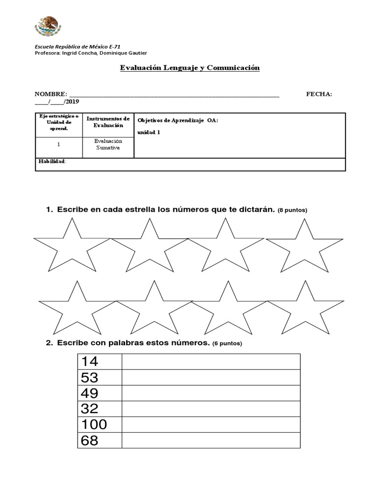 Prueba Segundo Basico Matematica UNIDAD 1 | PDF