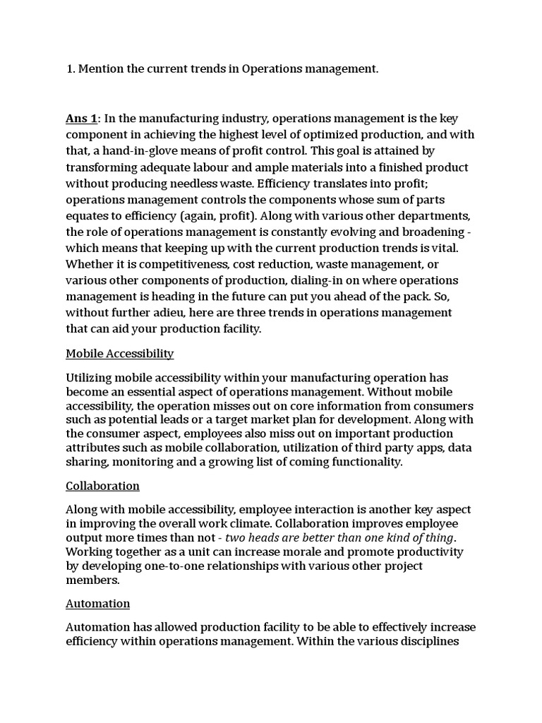 OM Gradable Assignment | PDF | Operations Management | Automation