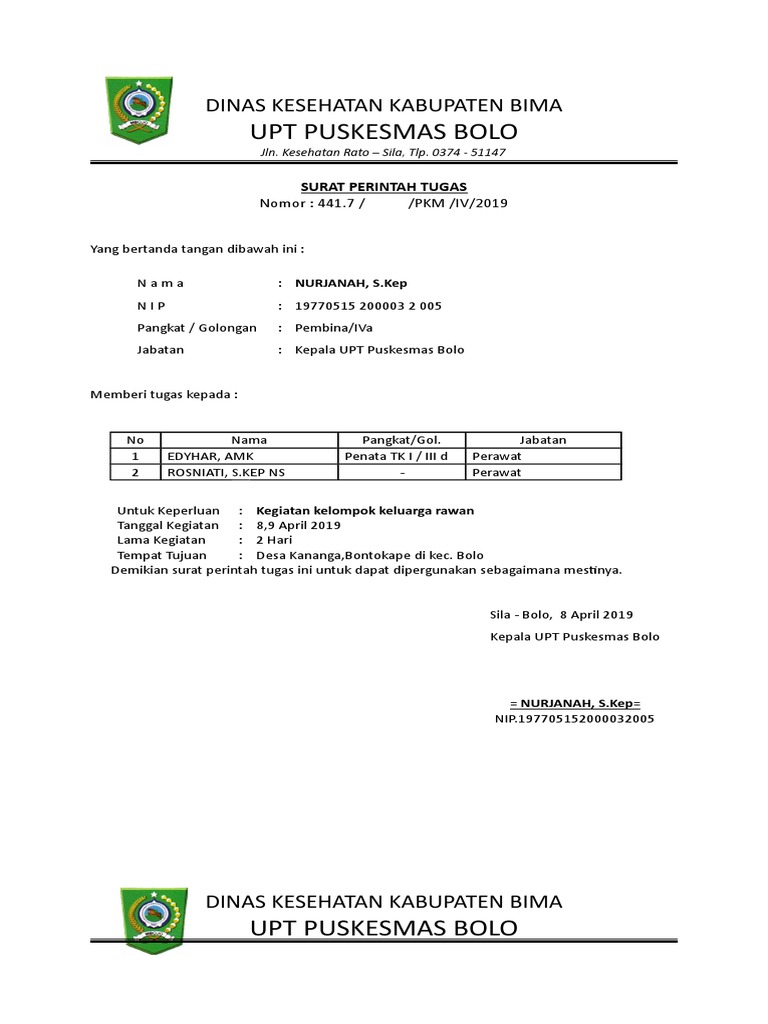 Surat Perintah Tugas | PDF