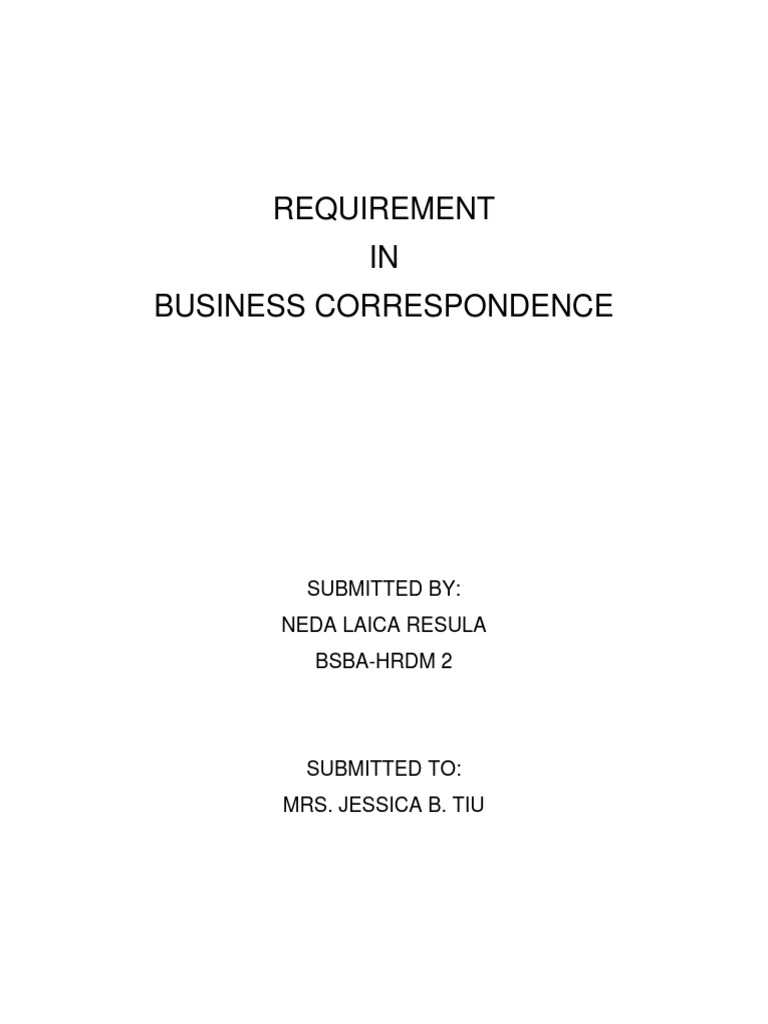 Business Correspondence Requirements | PDF