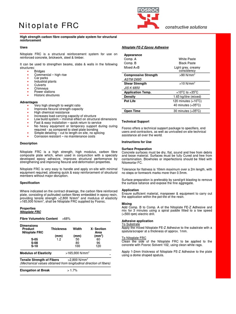 Nitoplate FRC: Constructive Solutions | Download Free PDF | Adhesive | Composite Material