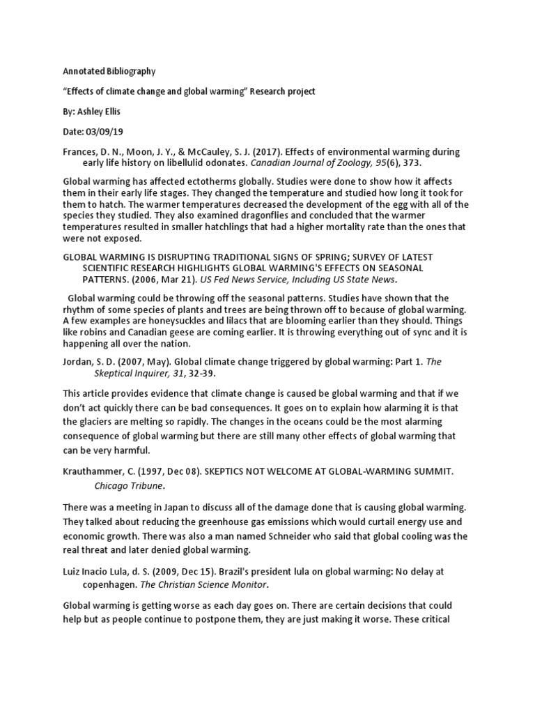 Annotated Bibliography on Climate Change | PDF | Global Warming ...