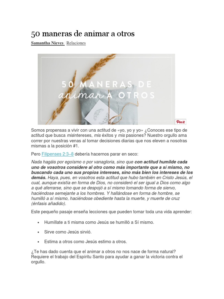 50 Maneras de Animar A Otros | PDF | Epístola a los filipenses | Oración