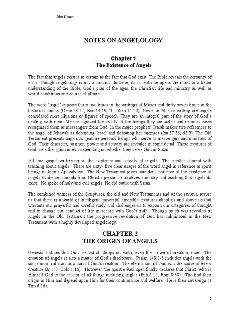 Notes On Angelology: The Existence of Angels | PDF | Satan | Angel