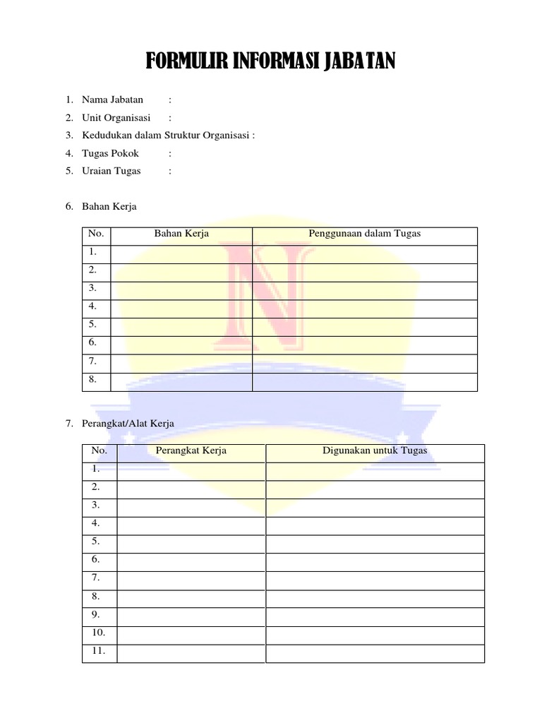Contoh Formulir Analisis Pekerjaan | PDF