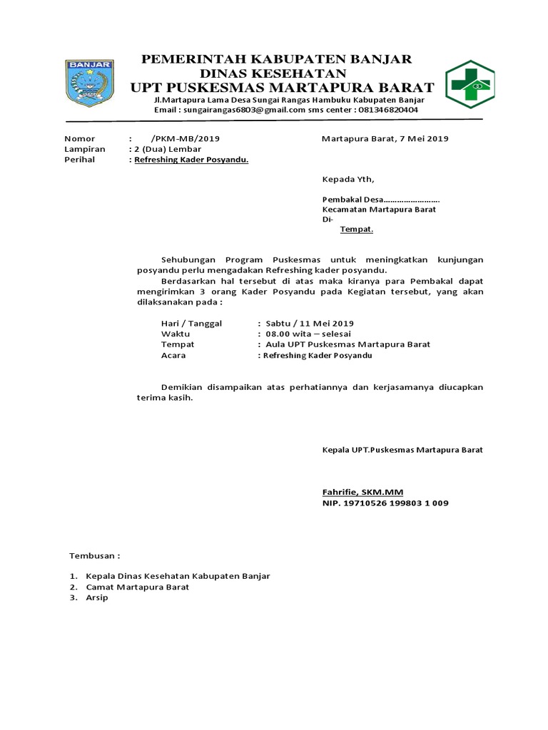 Undangan Pertemuan Kader Posyandu | PDF