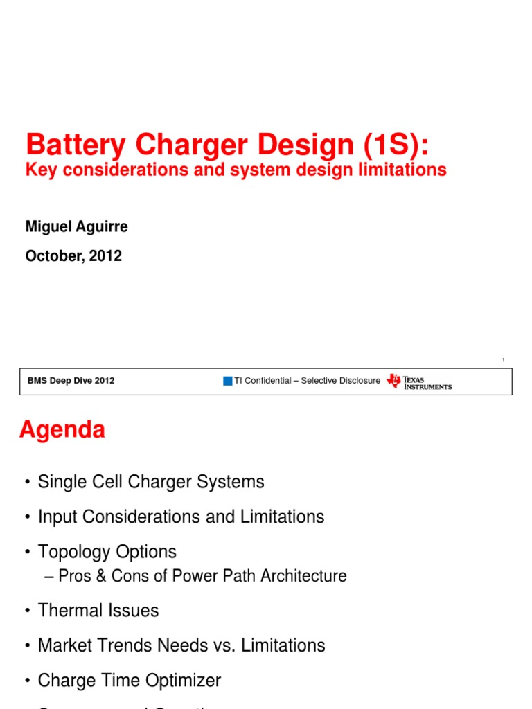 Battery Charger Design (1S) :: Key Considerations and System Design ...