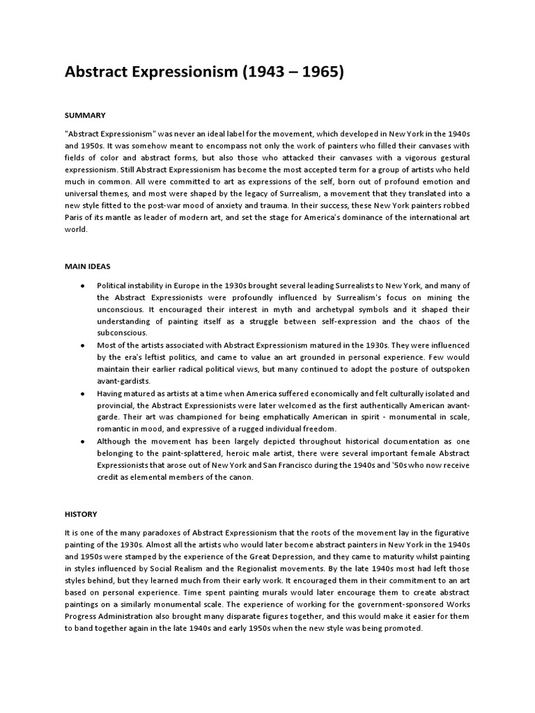Abstract Expressionism | PDF | Abstract Art | Visual Arts Theory