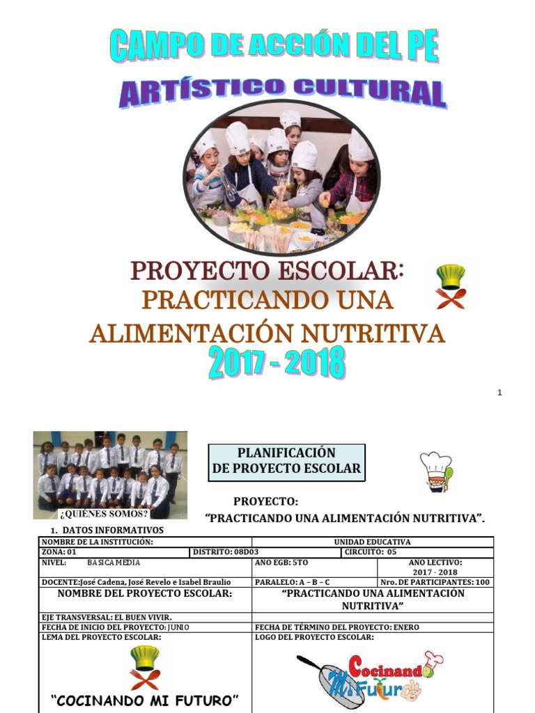Proyecto Escolar Artistico Cultural | PDF | ensalada | Postres