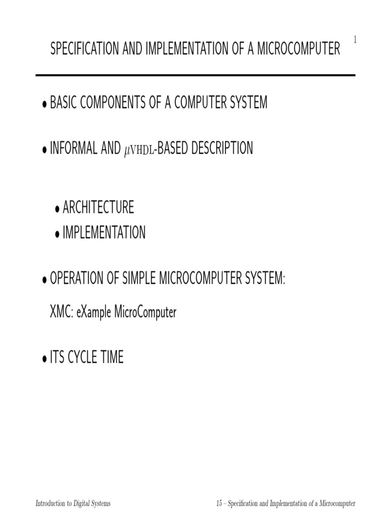 Specification And Implementation Of A Microcomputer Pdf Input Output Central Processing Unit
