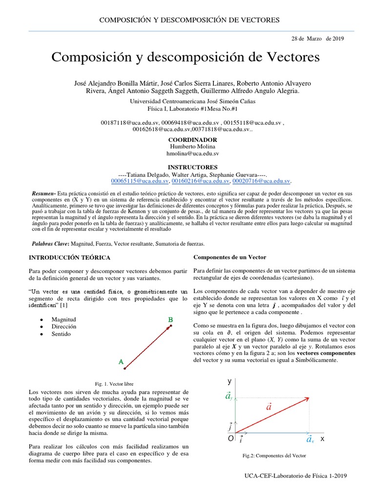 Composición y Descomposición de Vectores | PDF | Vector Euclidiano ...