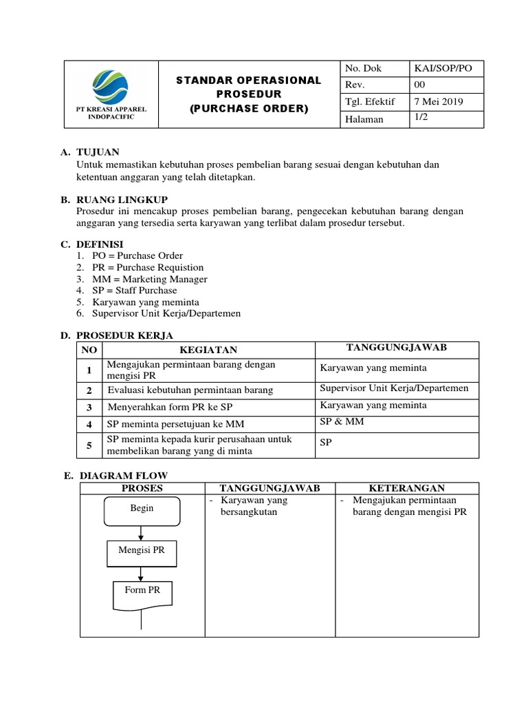 SOP Pembelian Barang dan Purchase Order | PDF