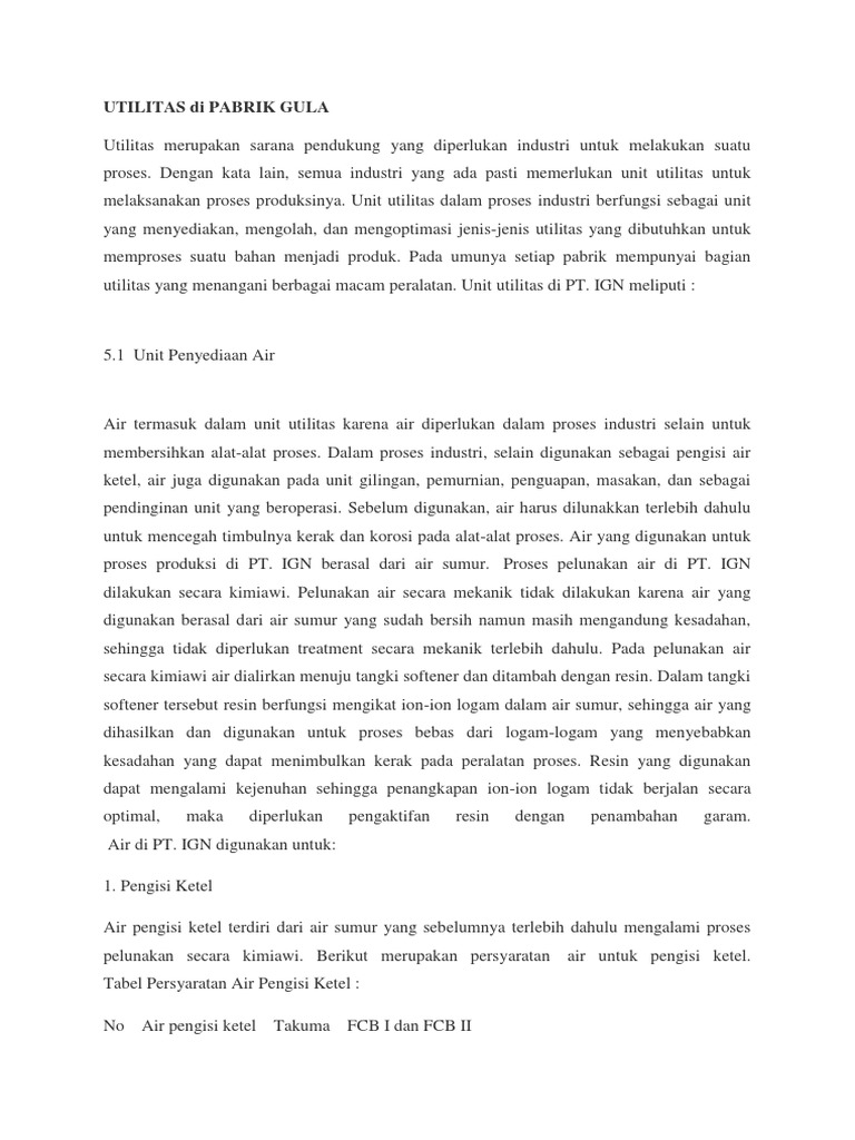 UTILITAS Di PABRIK GULA | PDF | Griya & Taman | Sains & Matematika
