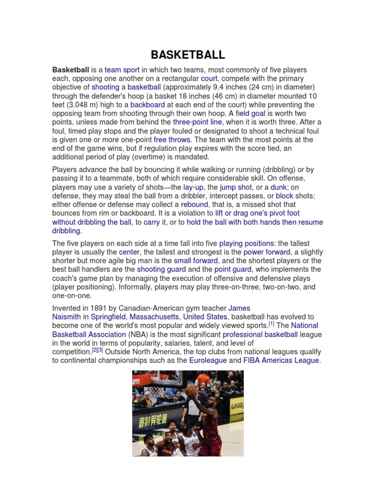 BASKETBALL | Download Free PDF | Team Sports | Ball Games