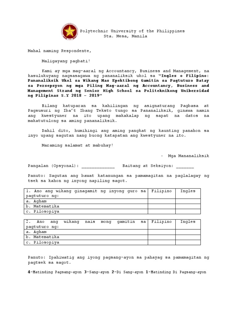 Sarbey Kwestyuner 5 | PDF