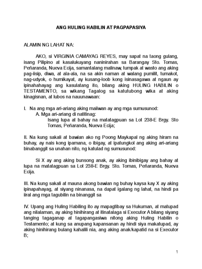 Huling Habilin at Pagpapasiya | PDF