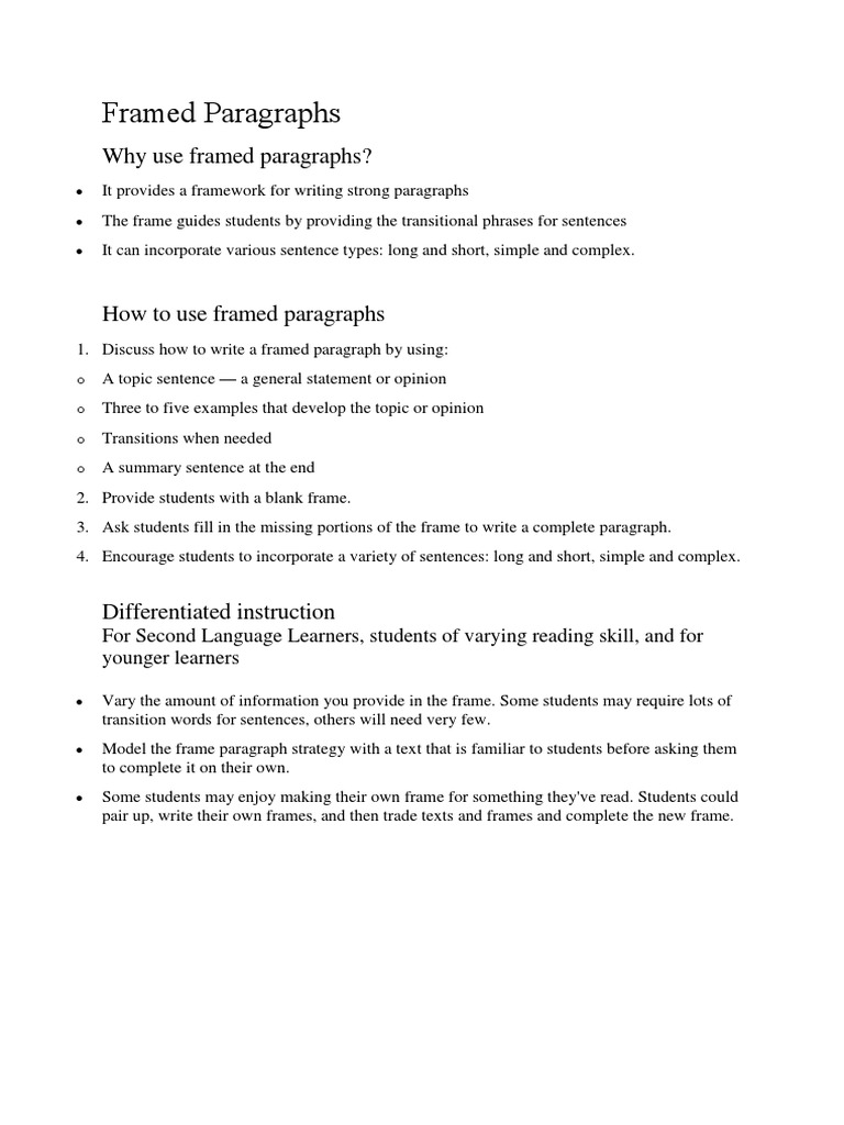 Framed Paragraphs | PDF